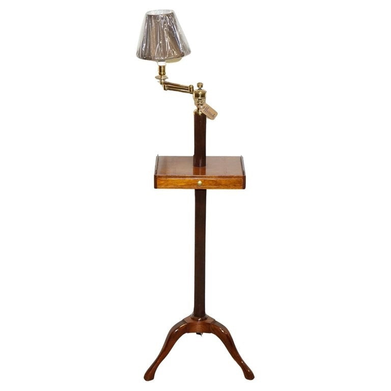RARE HARRODS LONDON ENGLISH READING LAMP STAND SIDE TABLE WITH LAMP ...